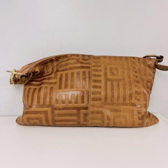 Vintage | Bags | Vintage Geometric Embossed Leather Shoulder Bag | Poshmark